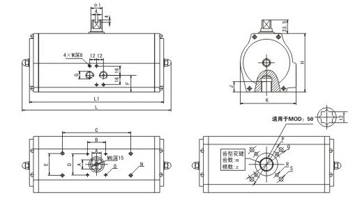 Double Acting Pneumatic Electric Valve Actuator GT127 High Precision